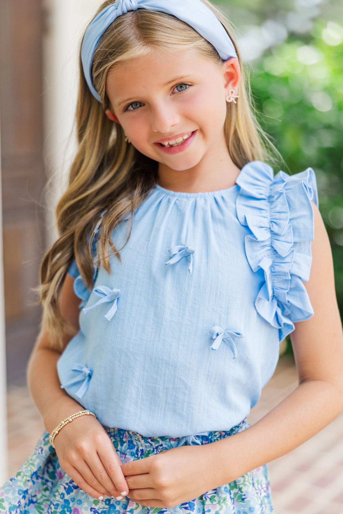 Girls: The Natalie Light Blue Bow Blouse – Shop the Mint