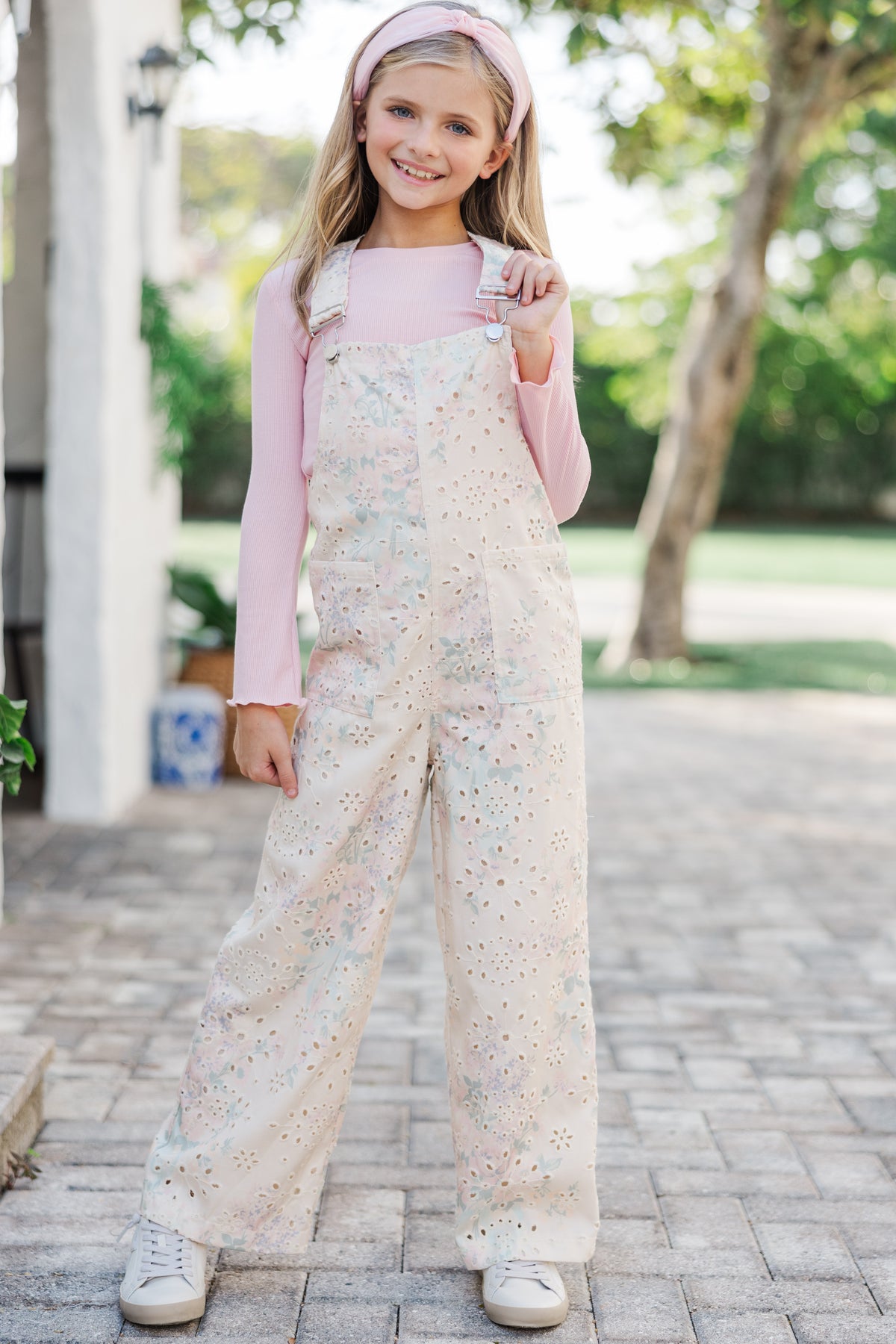 Girls: Have A Little Fun Cream Eyelet Overalls – Shop the Mint