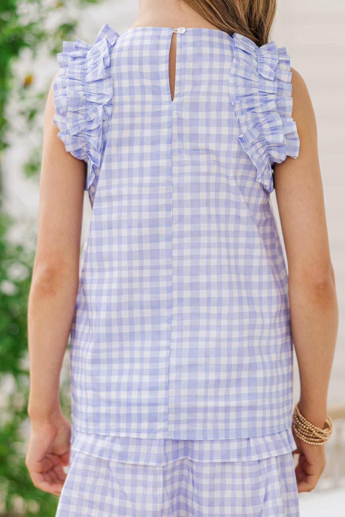 Girls: The Ruby Lavender Gingham Ruffled Blouse – Shop the Mint