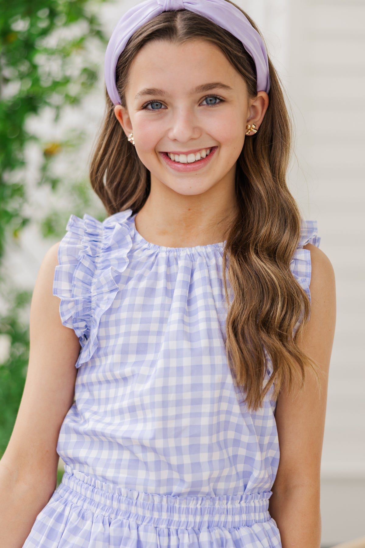 Girls: The Ruby Lavender Gingham Ruffled Blouse – Shop the Mint