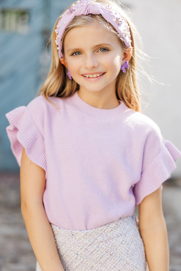 Girls: The Jessica Lavender Purple Ruffle Knit Sweater – Shop the Mint