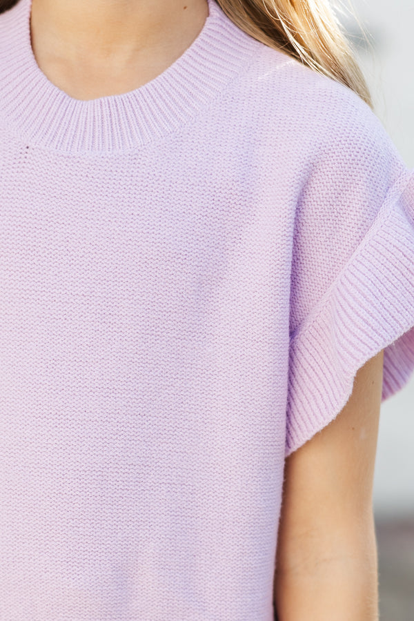 Girls: The Jessica Lavender Purple Ruffle Knit Sweater – Shop the Mint