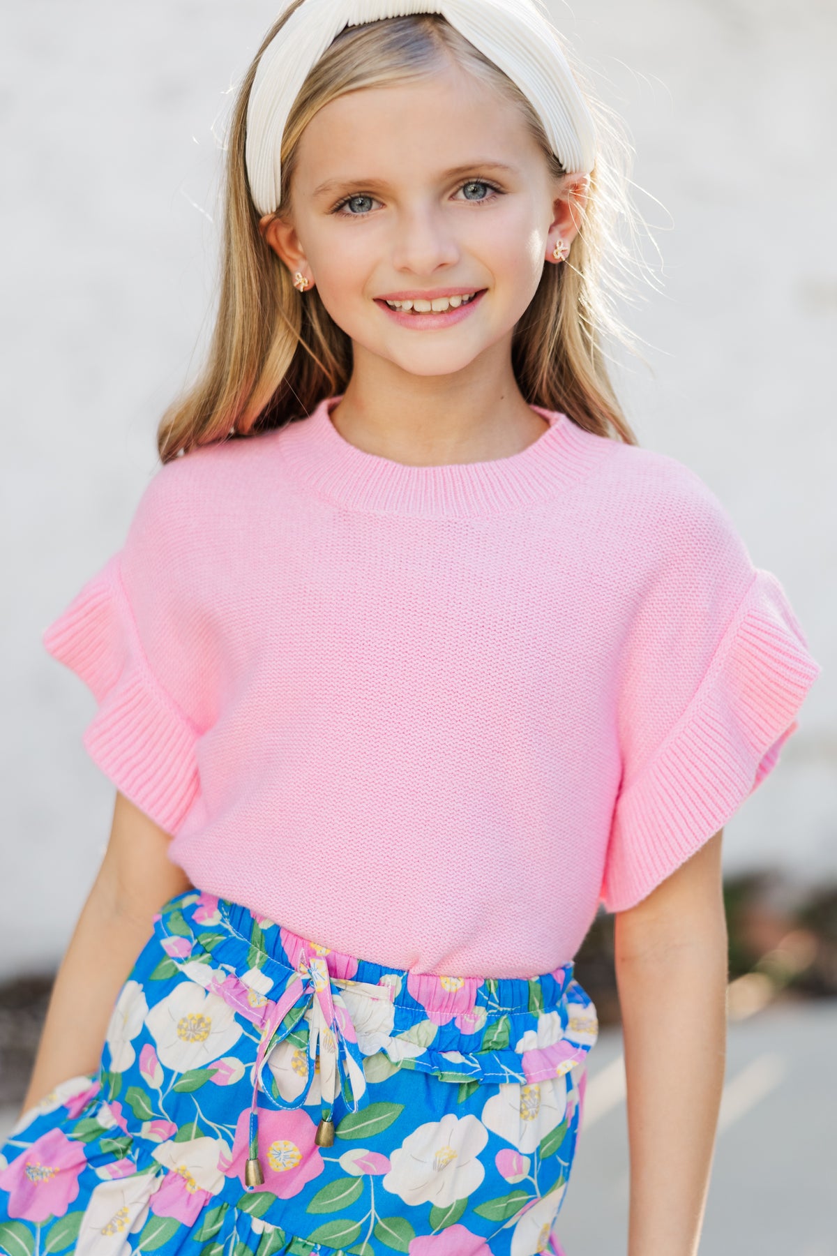 Girls: The Jessica Pink Ruffle Knit Sweater – Shop the Mint