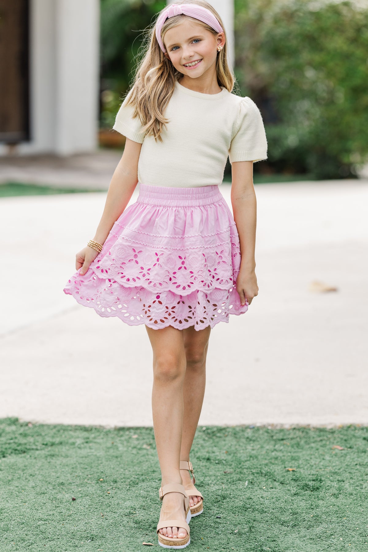 Girls: Work Of Art Cream White Short Sleeve Sweater – Shop the Mint