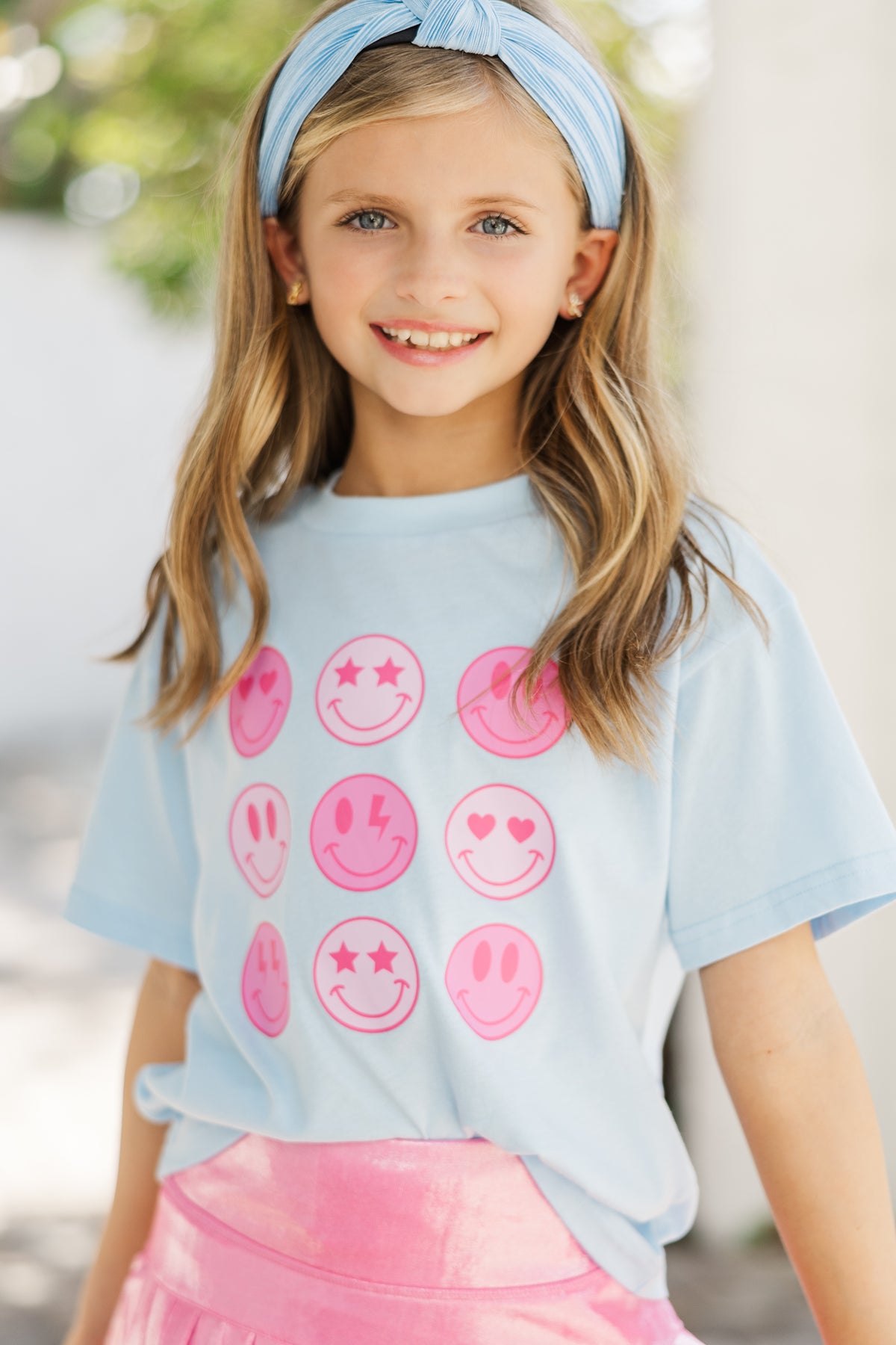 Girls: So Many Smiles Light Blue Graphic Tee – Shop the Mint