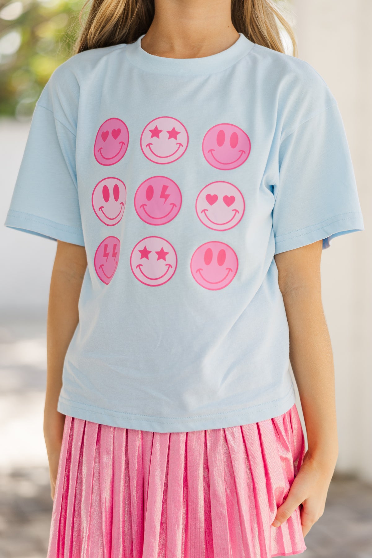 Girls: So Many Smiles Light Blue Graphic Tee – Shop the Mint
