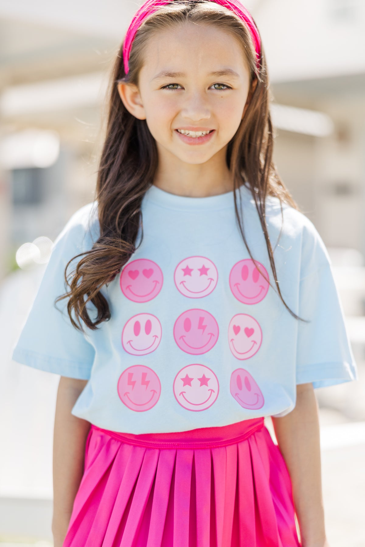 Girls: So Many Smiles Light Blue Graphic Tee – Shop the Mint