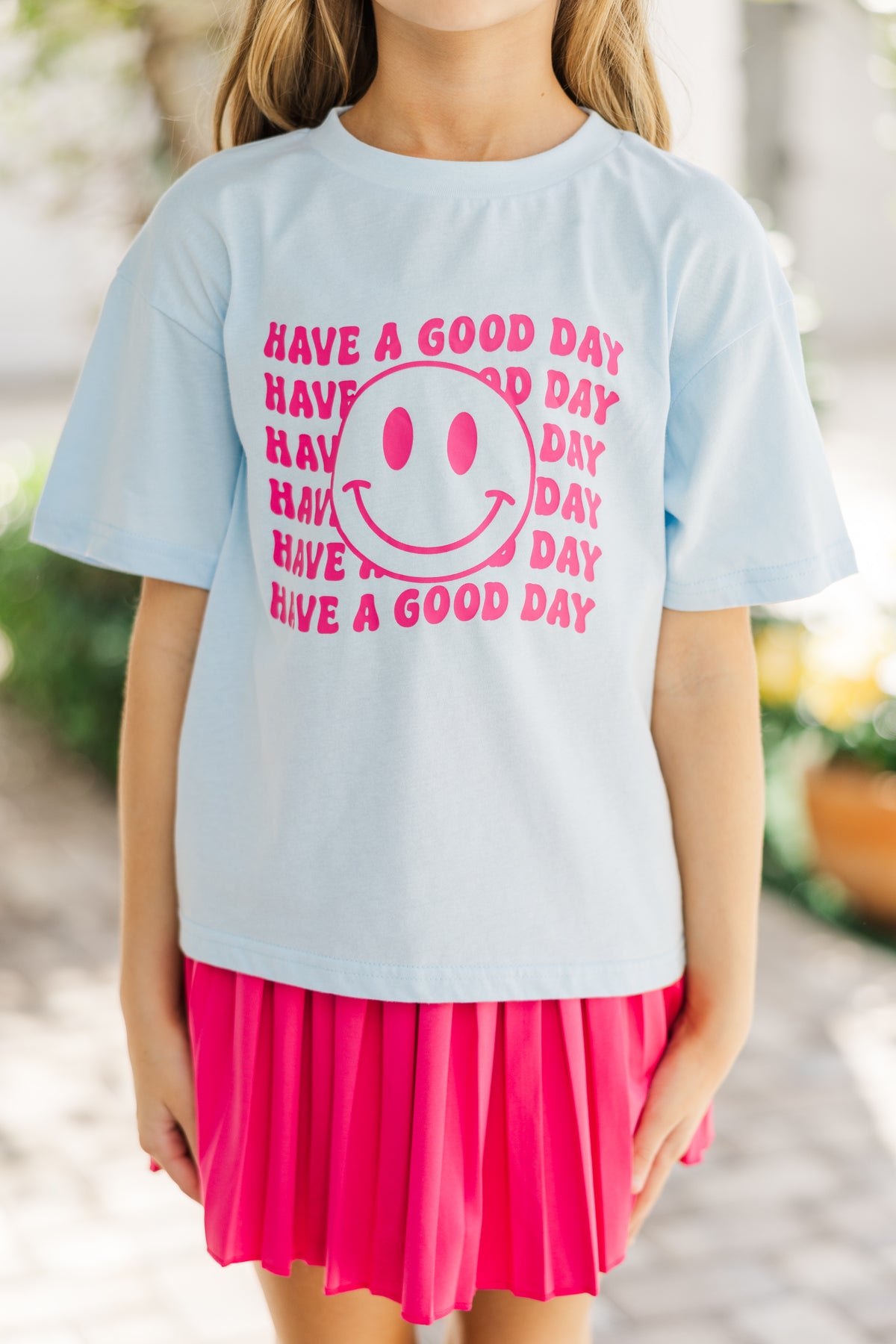 Girls: Have A Good Day Light Blue Graphic Tee – Shop the Mint