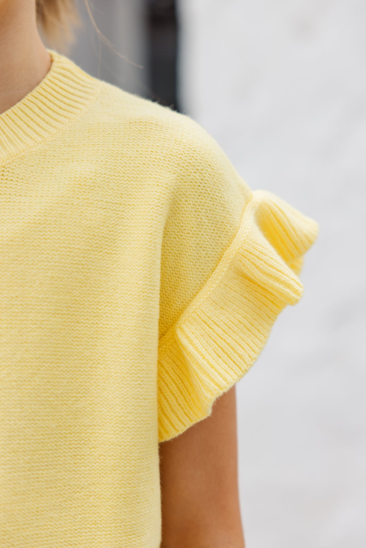 Girls: The Jessica Yellow Ruffle Knit Sweater – Shop the Mint
