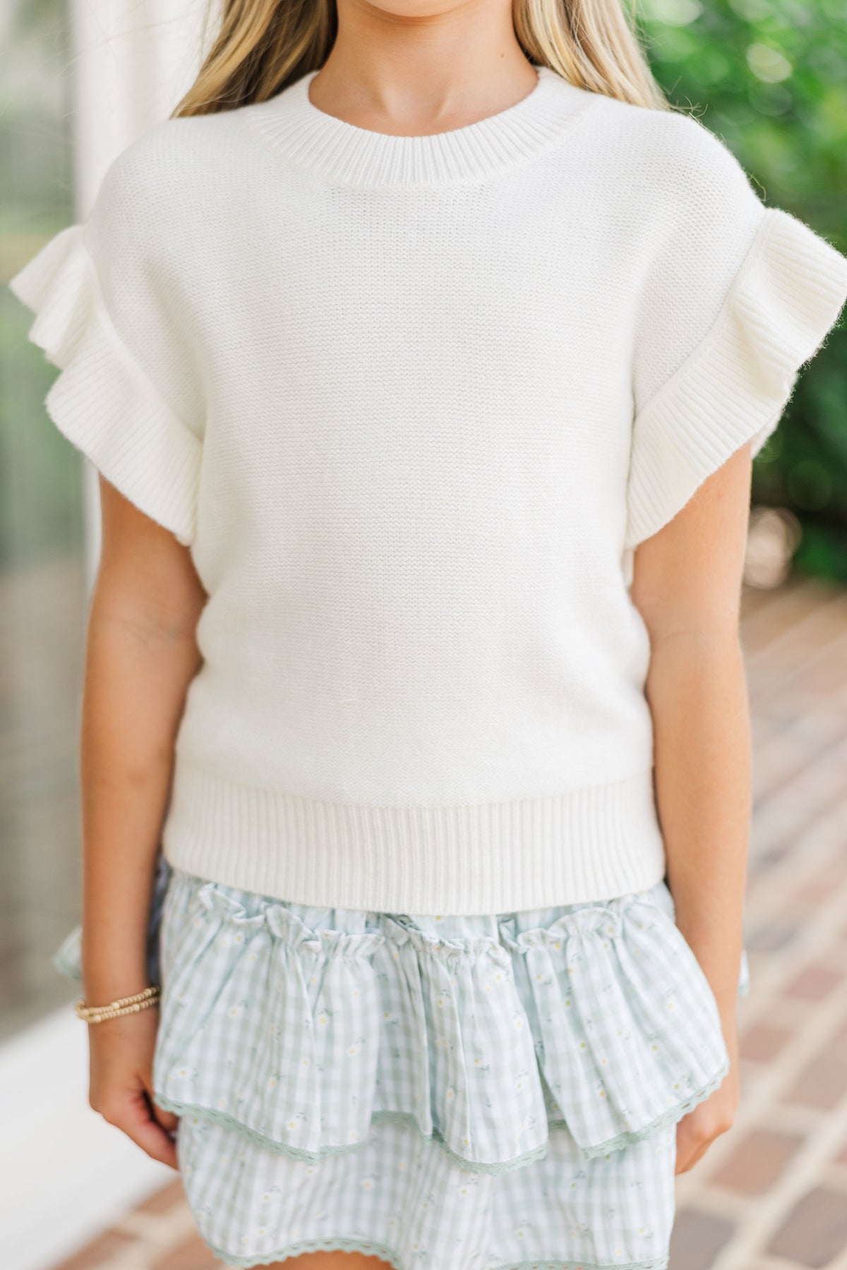 Girls: The Jessica Ivory Ruffle Knit Sweater – Shop the Mint