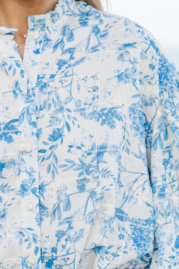 Take Your Turn Blue Eyelet Blouse – Shop the Mint