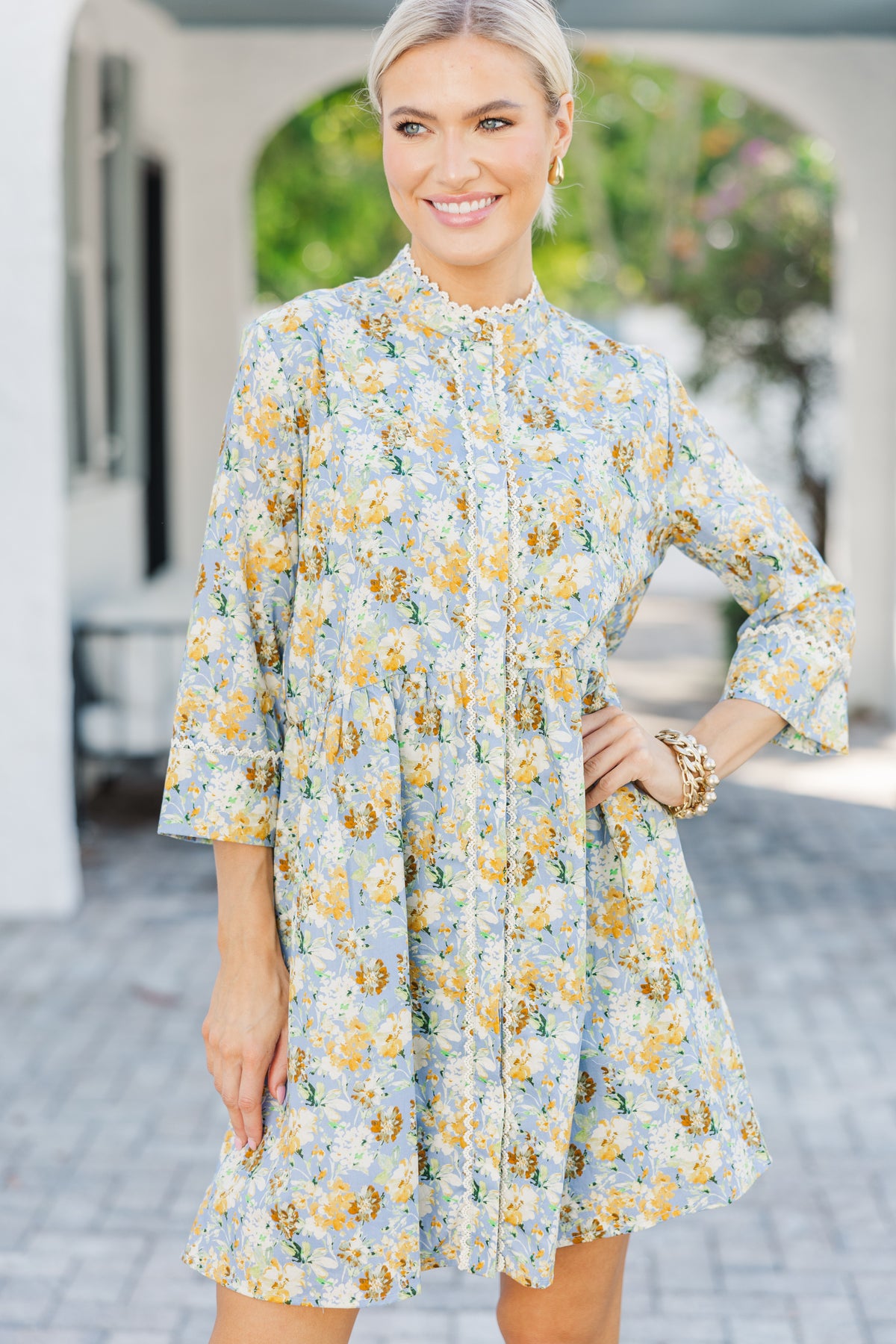 Always The One Slate Blue Floral Shift Dress – Shop the Mint
