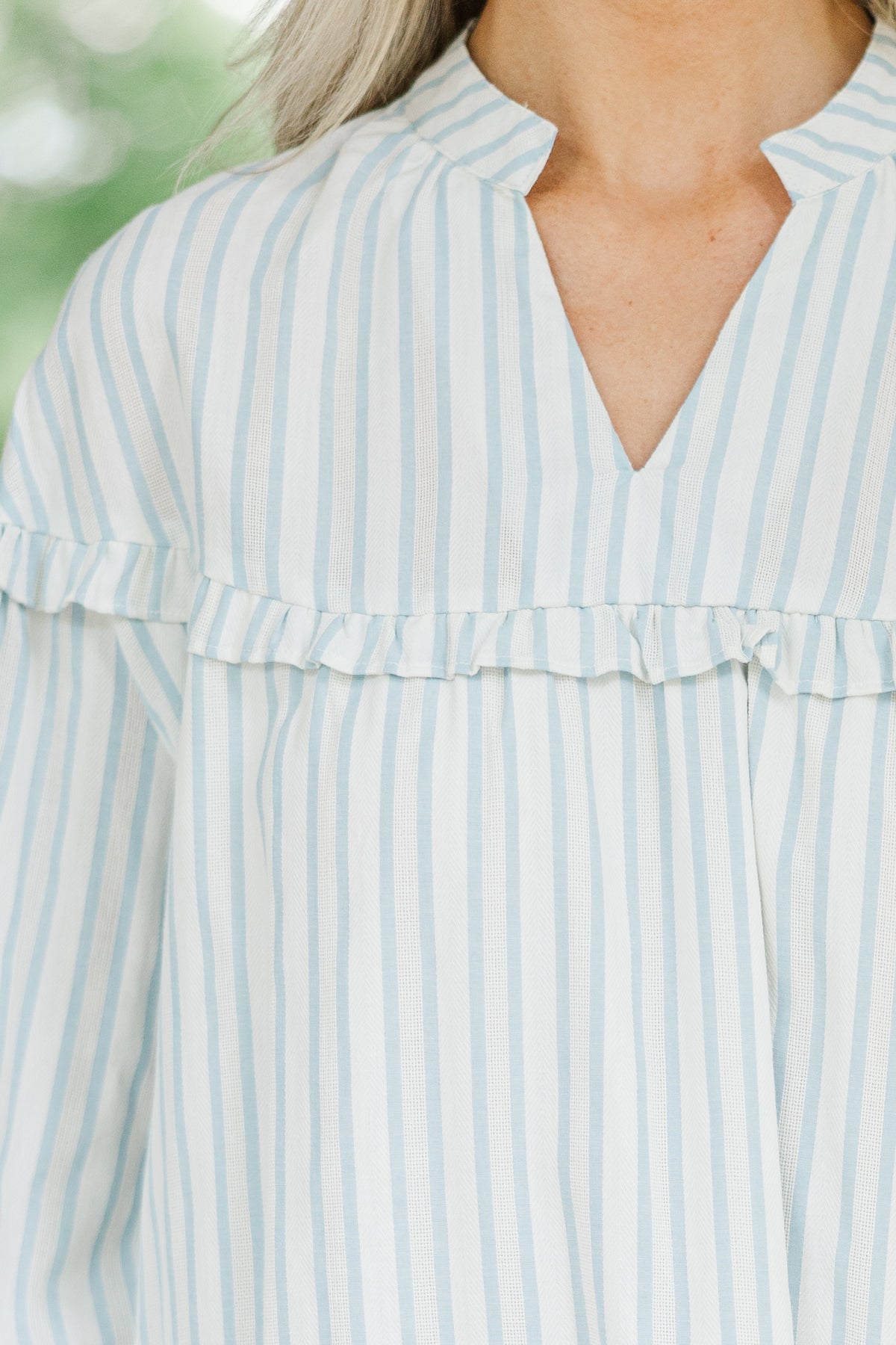 Through The Reeds Blue & White Striped Babydoll Dress – Shop the Mint