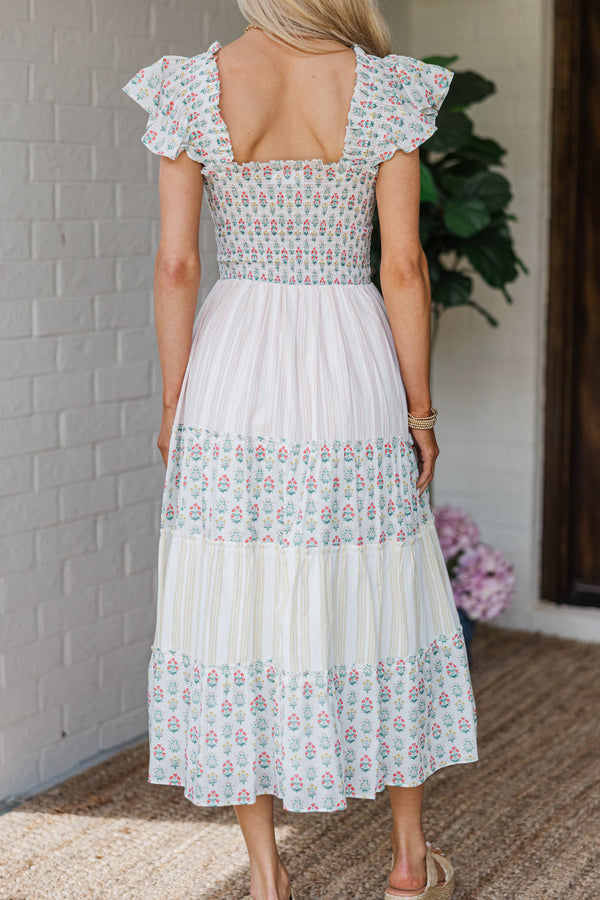 In The Distance Yellow Mixed Print Midi Dress – Shop the Mint