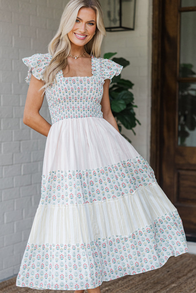 In The Distance Yellow Mixed Print Midi Dress – Shop the Mint