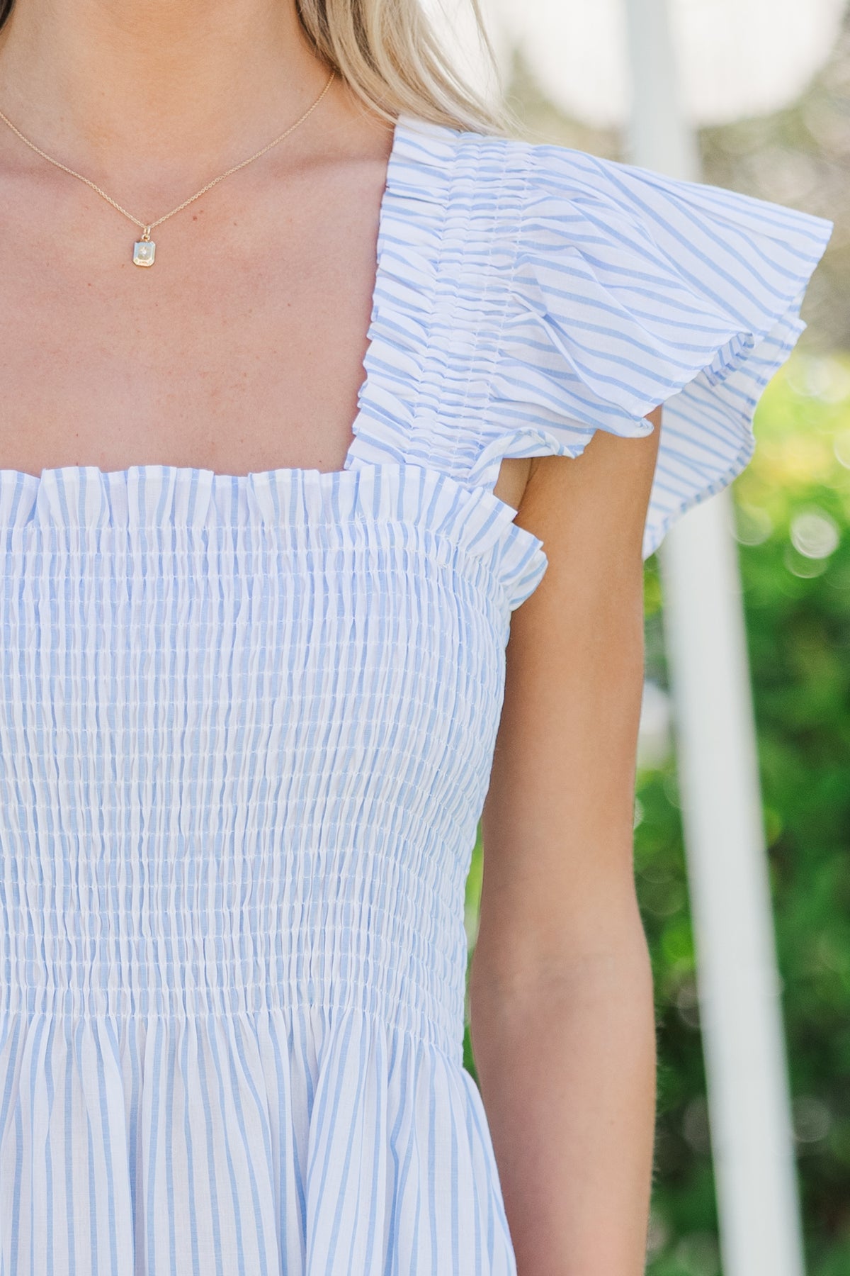 In The Distance Light Blue Striped Midi Dress – Shop the Mint