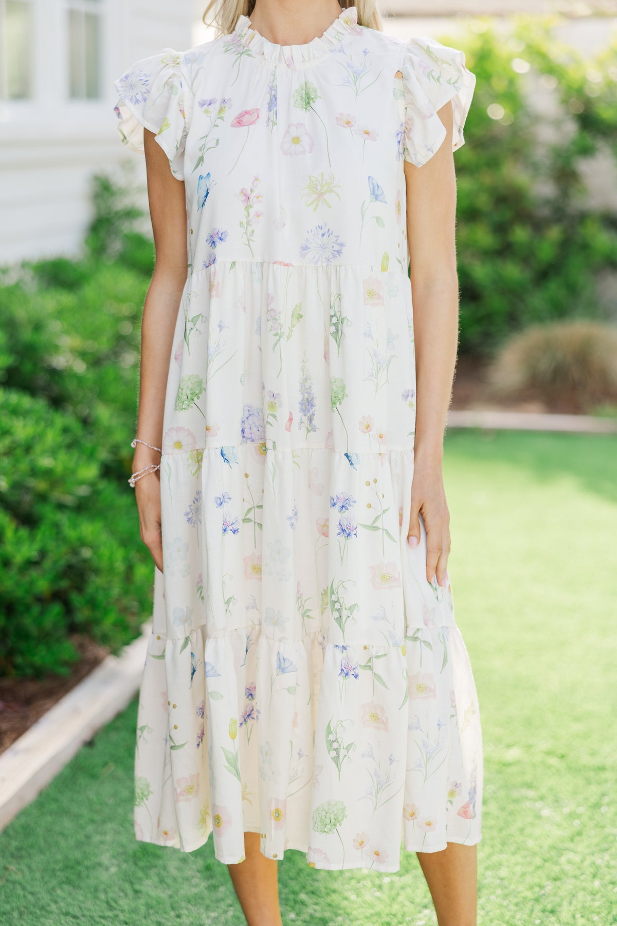Speak Your Mind Cream Floral Midi Dress – Shop the Mint