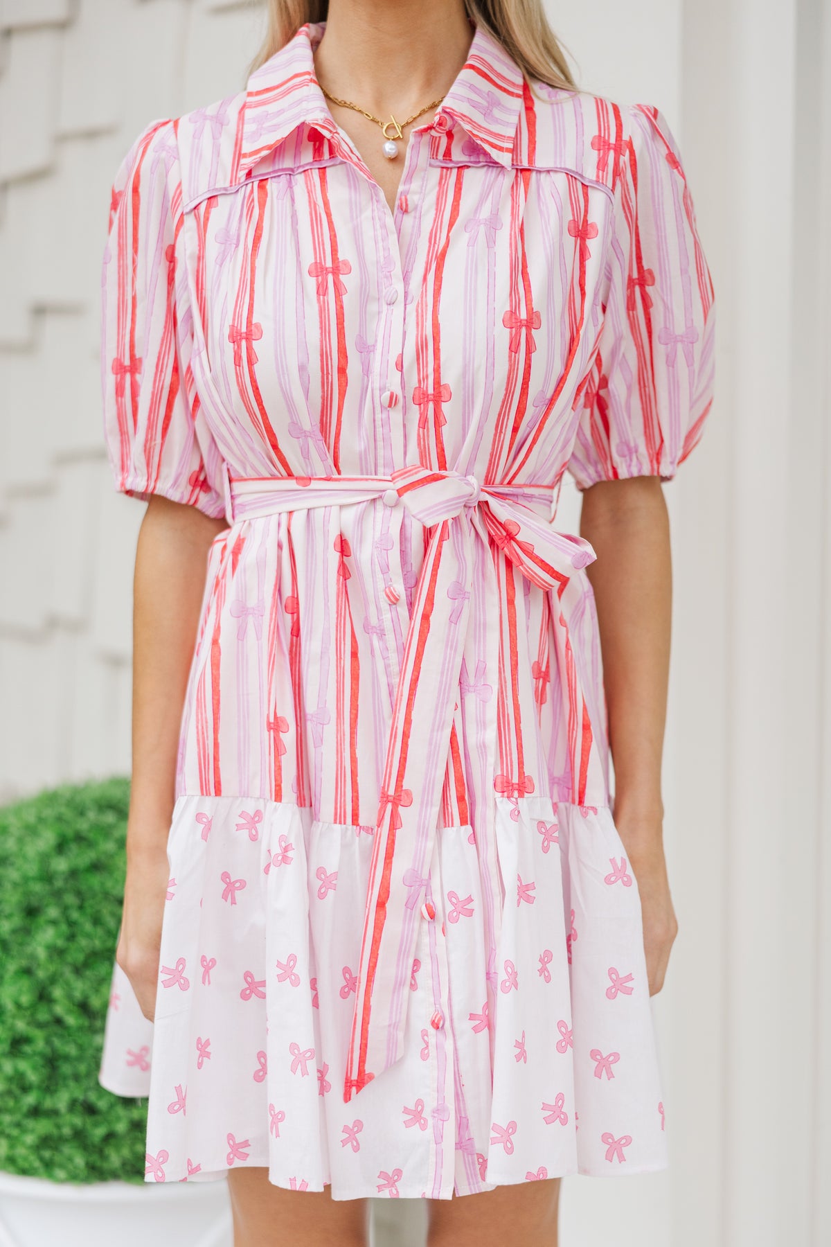 All Is Well Pink Bow Print Dress – Shop the Mint