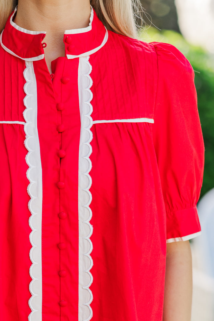 Willing To Help Red Button Down Dress – Shop the Mint