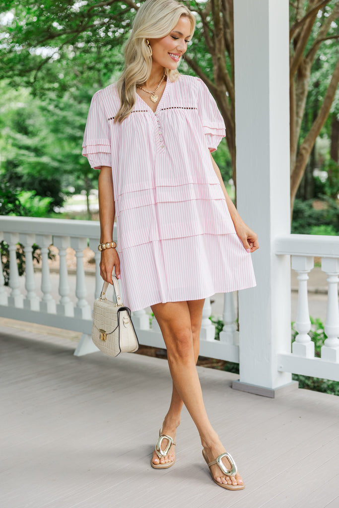 Designed For Joy Pink Striped Pleated Dress – Shop the Mint