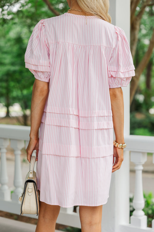 Designed For Joy Pink Striped Pleated Dress – Shop the Mint