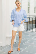 It's Your Turn Blue Striped Blouse – Shop the Mint
