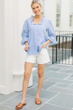 It's Your Turn Blue Striped Blouse – Shop the Mint
