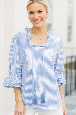 It's Your Turn Blue Striped Blouse – Shop the Mint