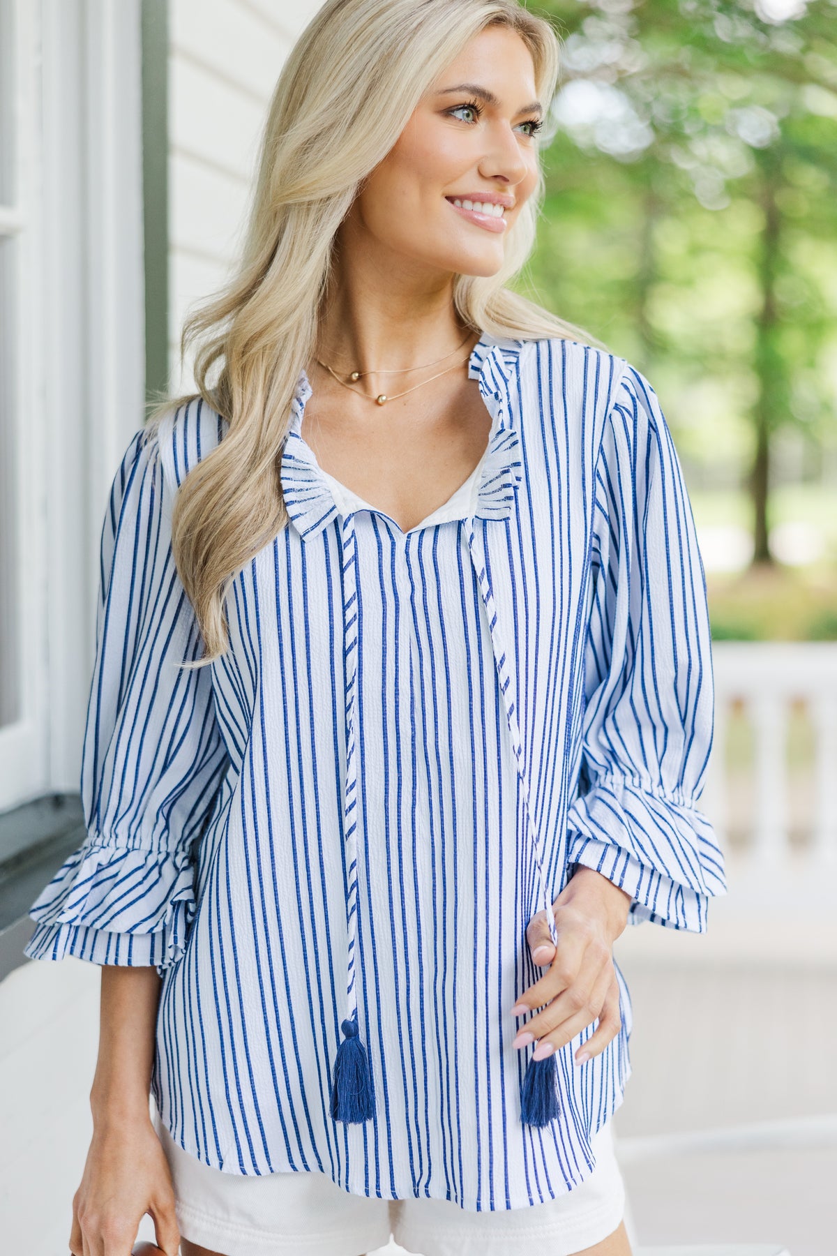 It's Your Turn Navy Blue Striped Blouse – Shop the Mint
