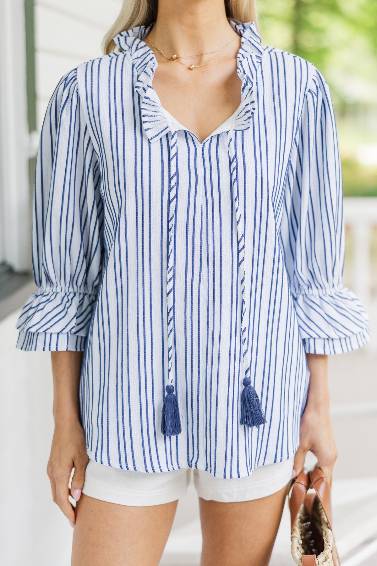 It's Your Turn Navy Blue Striped Blouse – Shop the Mint