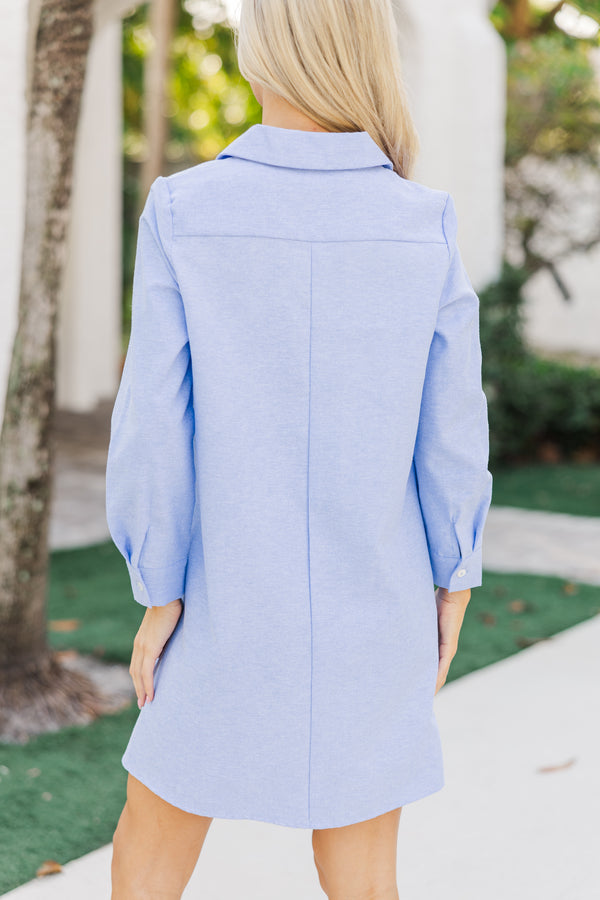 Hanging On Every Word Light Blue Shirt Dress – Shop the Mint
