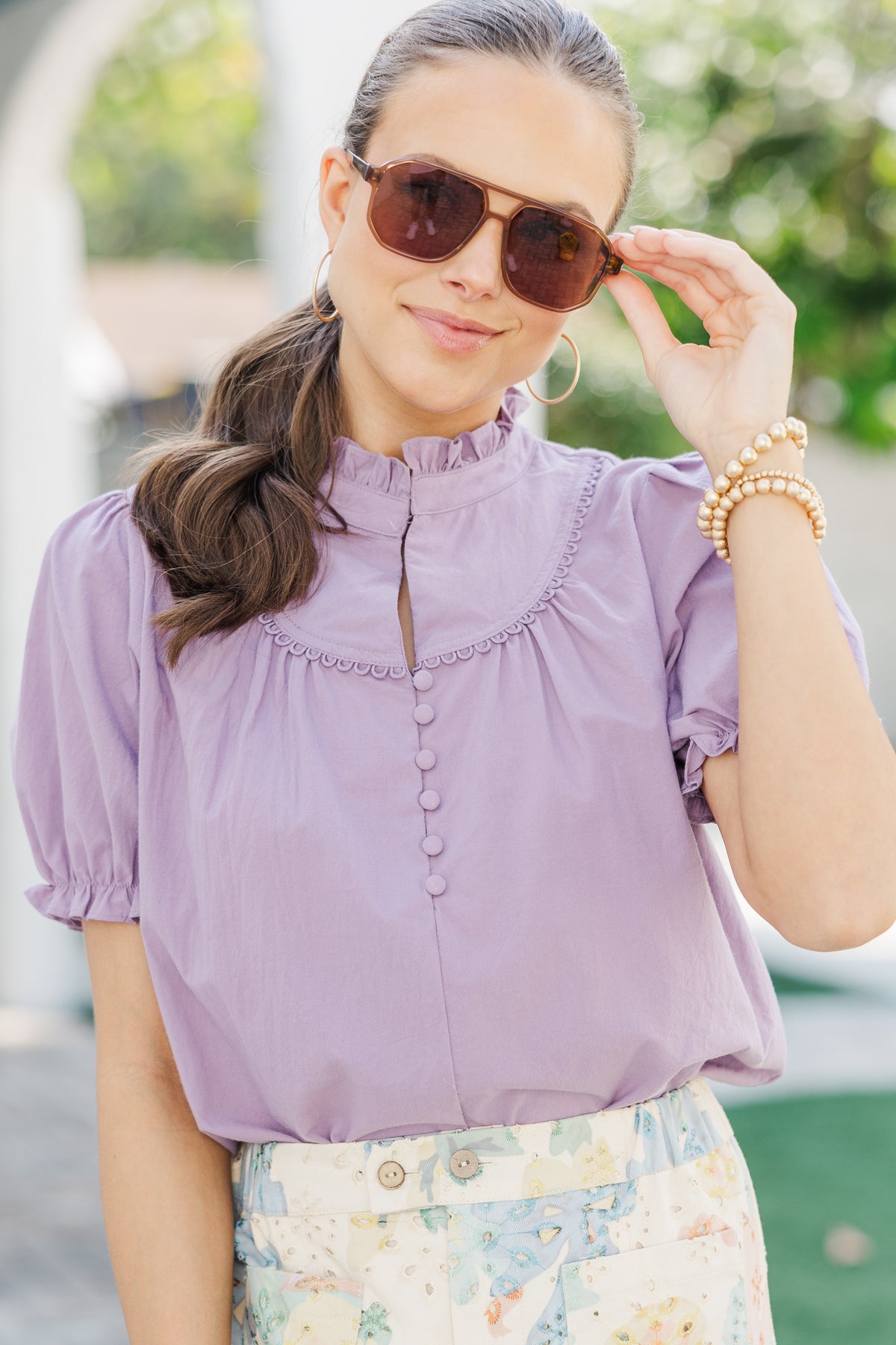 Keep It Up Lavender Ruffled Blouse – Shop the Mint