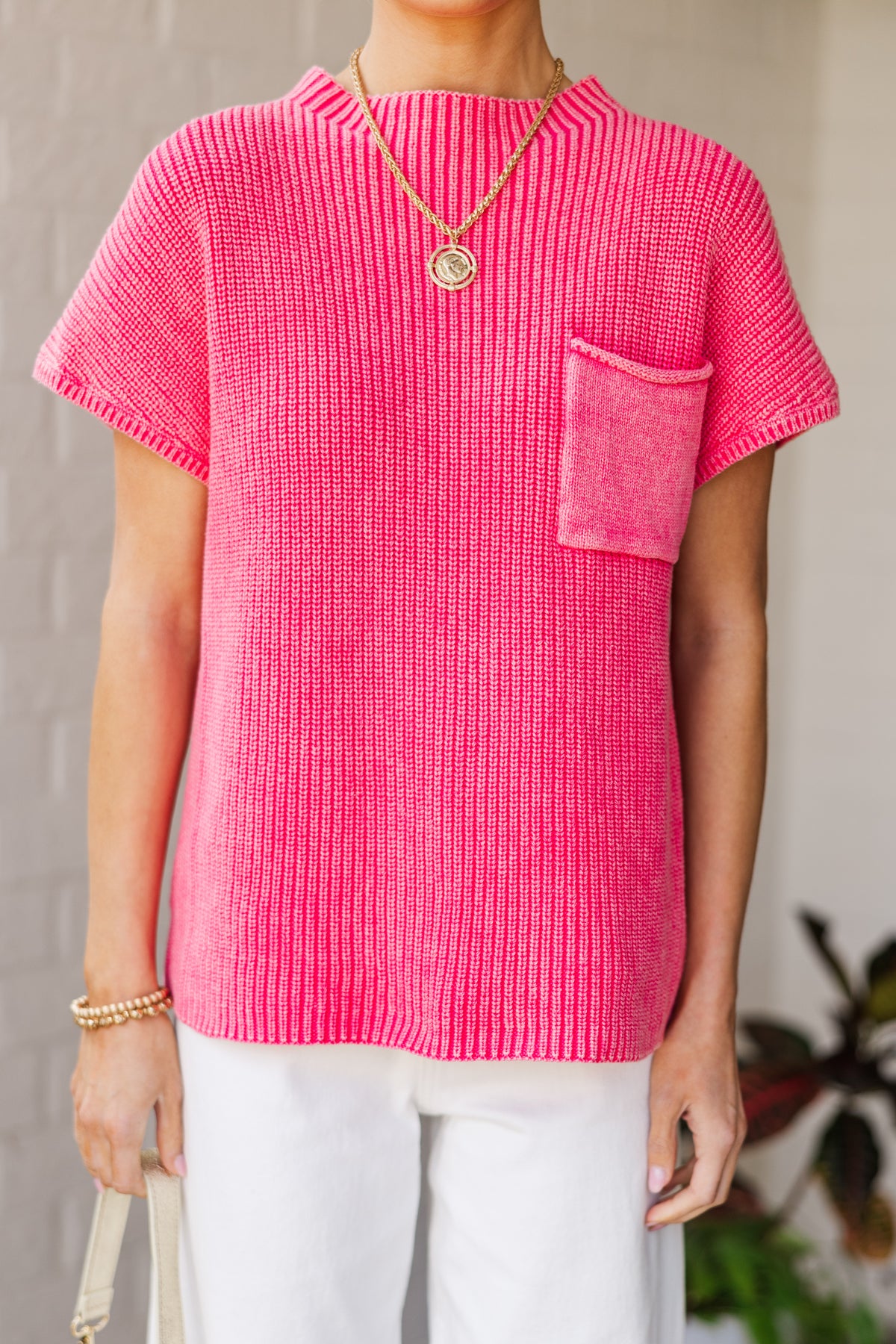 Think It Through Pink Short Sleeve Ribbed Sweater – Shop the Mint
