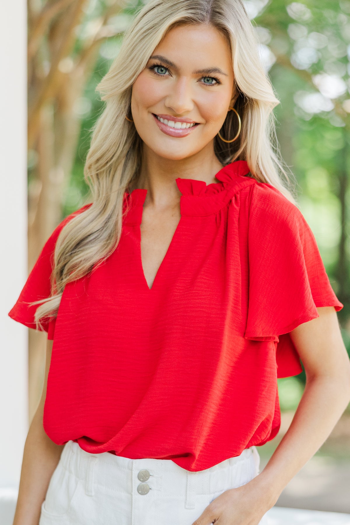As It Is Red Flutter Blouse – Shop the Mint