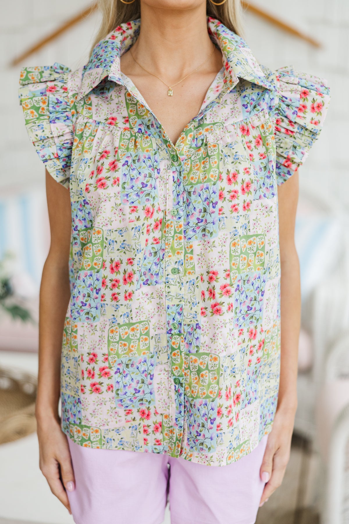All Together Green Mixed Print Blouse – Shop the Mint