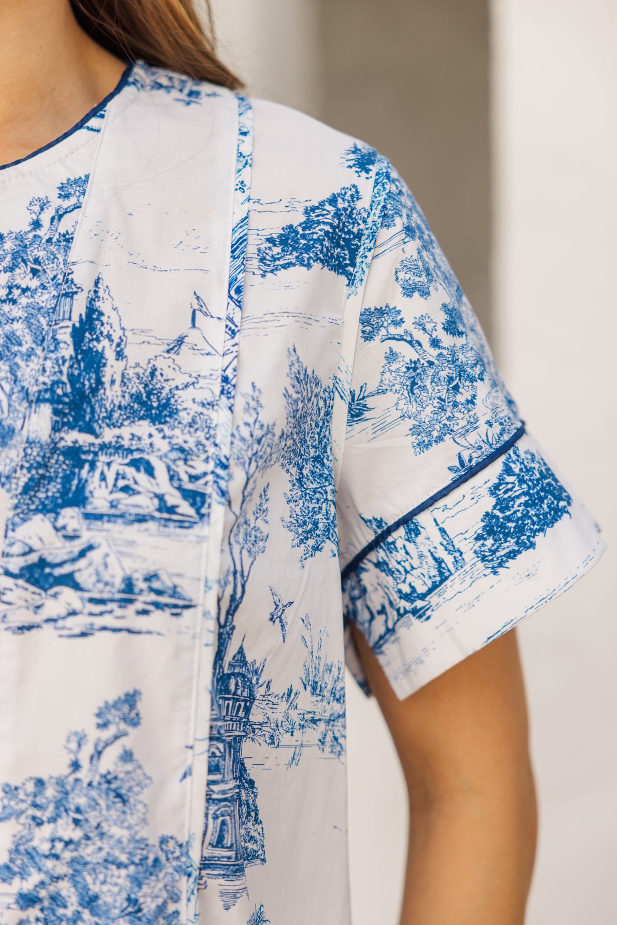 Dreaming In Detail Blue Toile Blouse – Shop the Mint