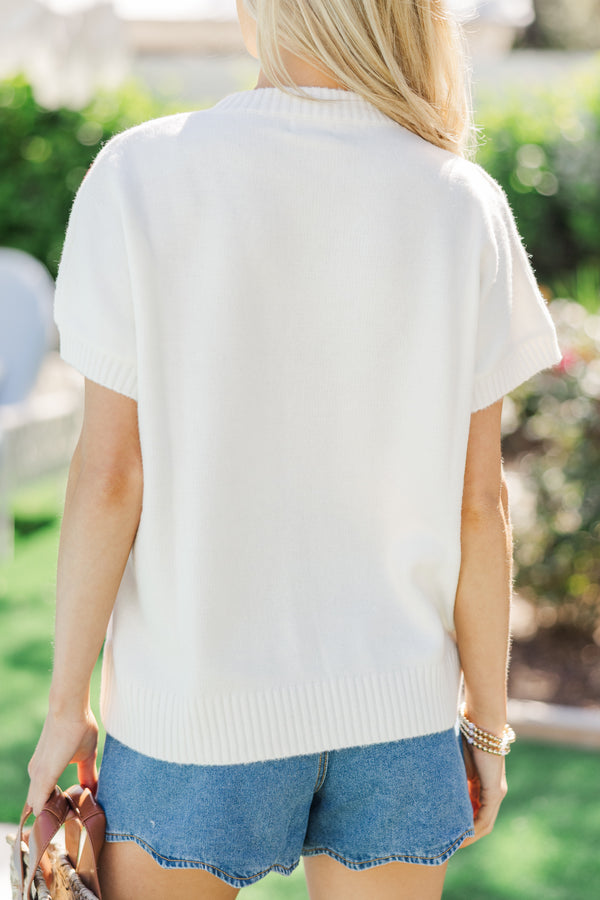 Play Your Games Ivory White Star Sweater – Shop the Mint