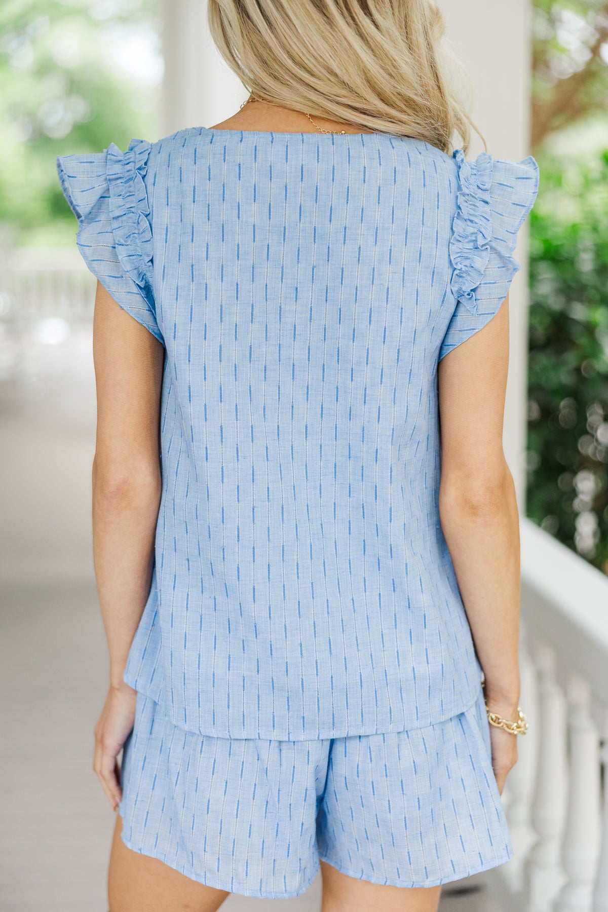Stay A While Chambray Blue Ruffled Set – Shop the Mint