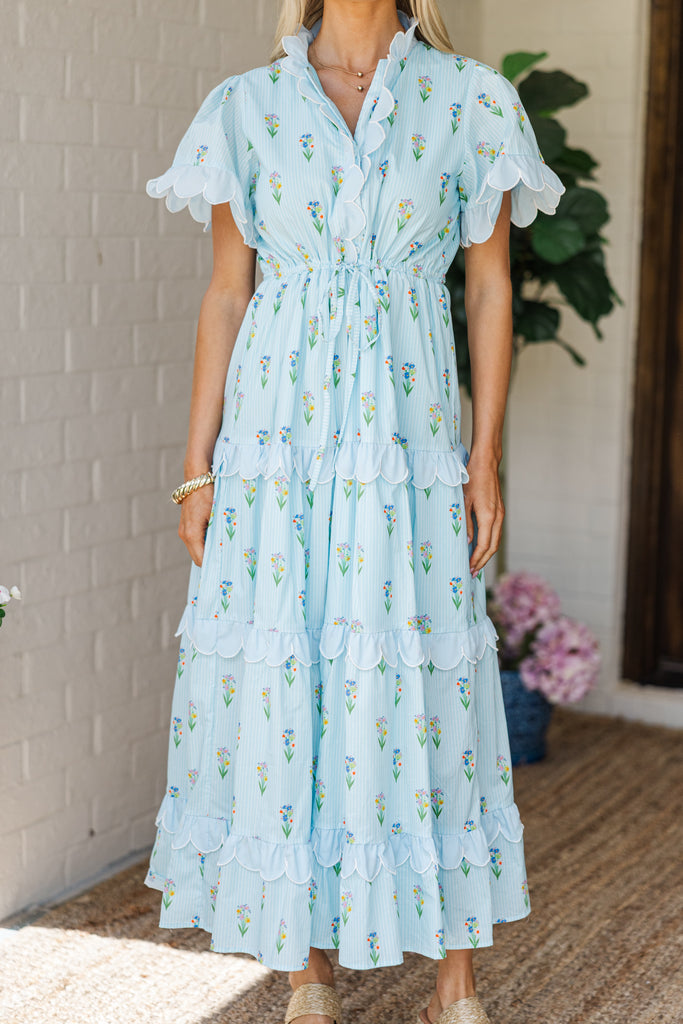 Hear You Out Blue Floral Midi Dress – Shop the Mint