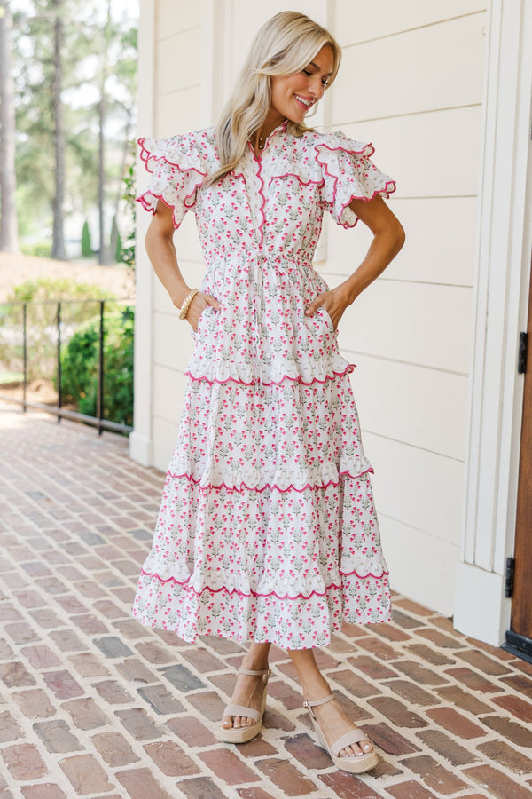 All For Joy White Medallion Midi Dress – Shop the Mint