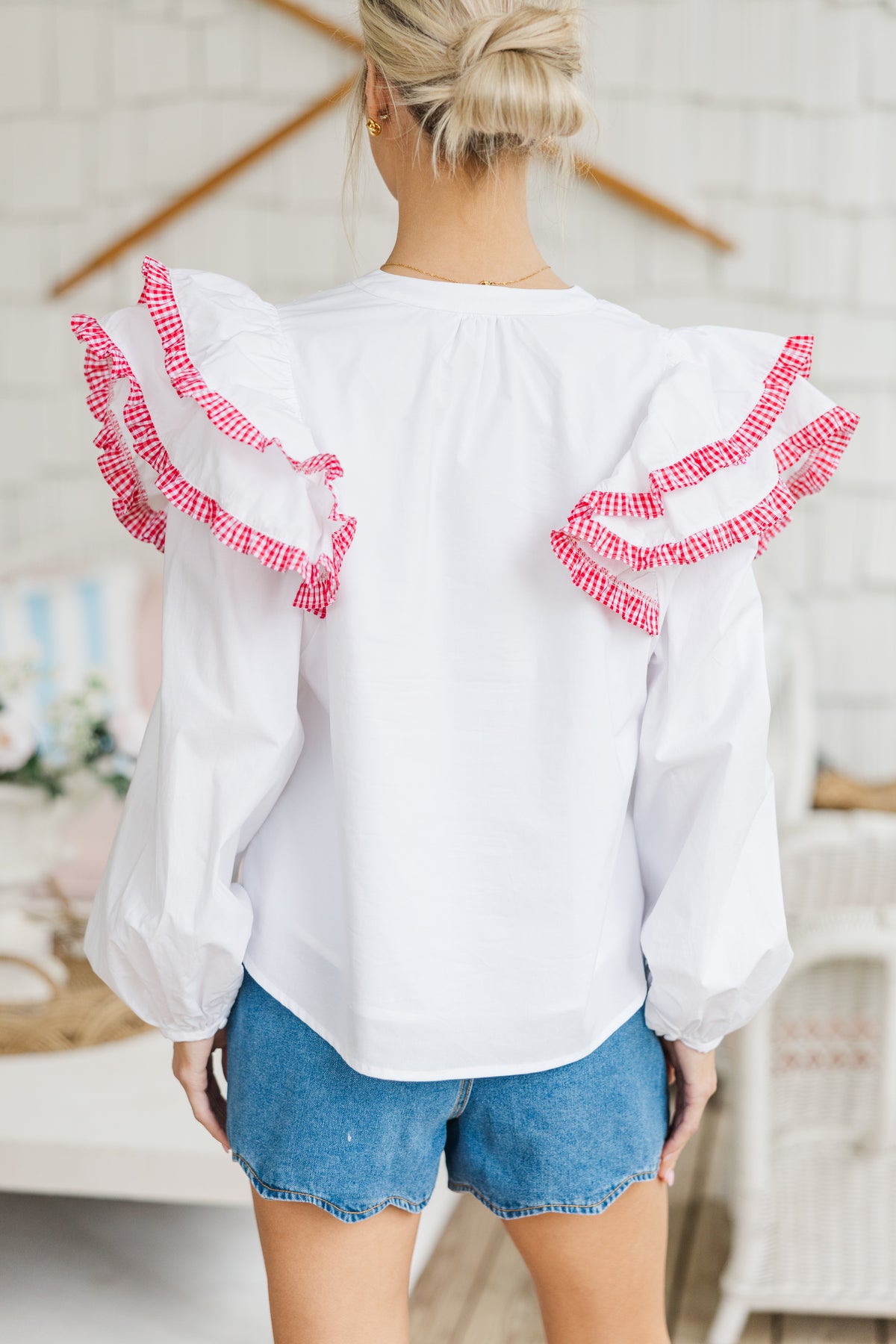 The Moment White Ruffled Blouse – Shop the Mint