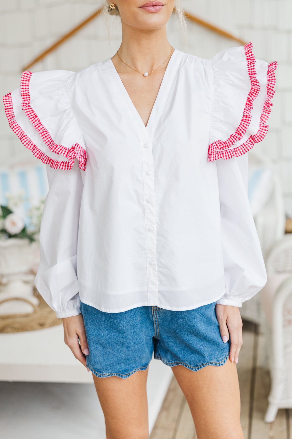 The Moment White Ruffled Blouse – Shop the Mint