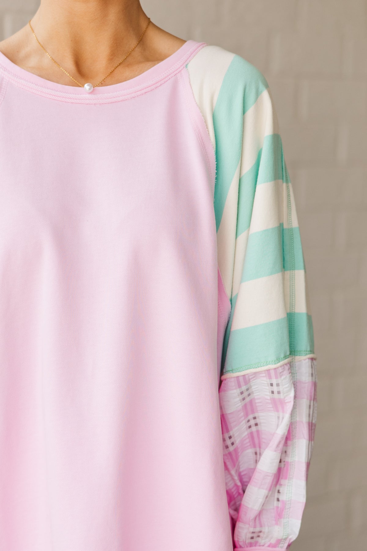 Patchwork Charm Pink Colorblock Top – Shop the Mint