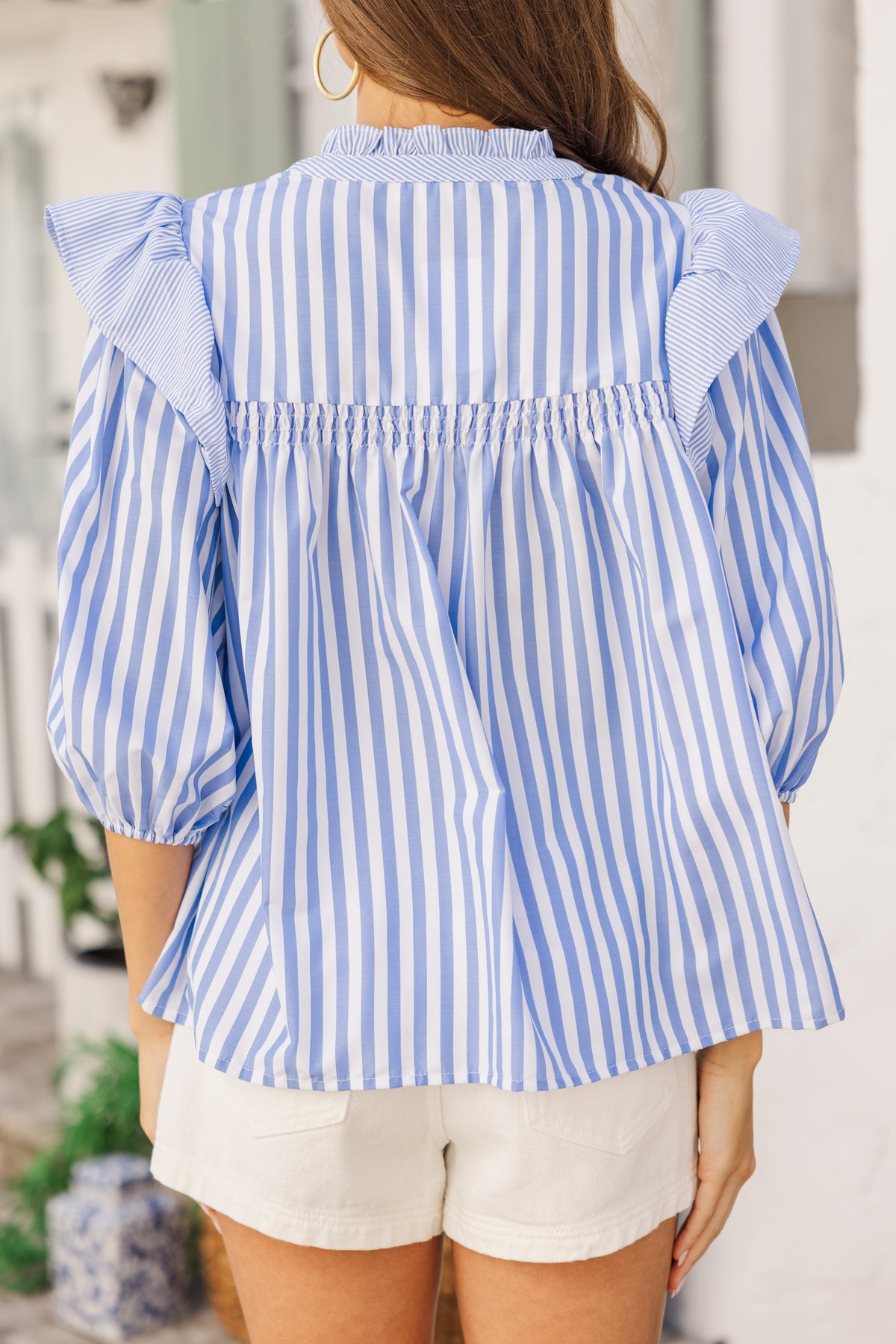 So Honored Blue Striped Blouses – Shop the Mint