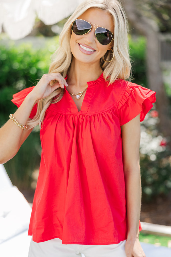 Just Reminiscing Red Ruffled Blouse – Shop the Mint