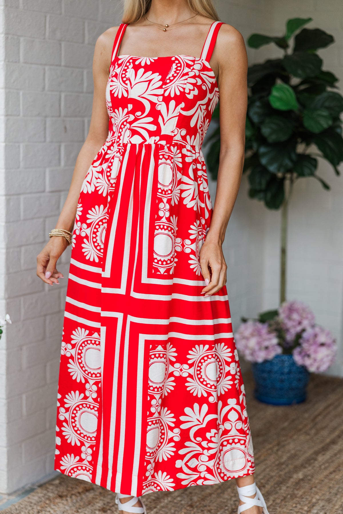 Follow You Red Mixed Print Midi Dress – Shop the Mint