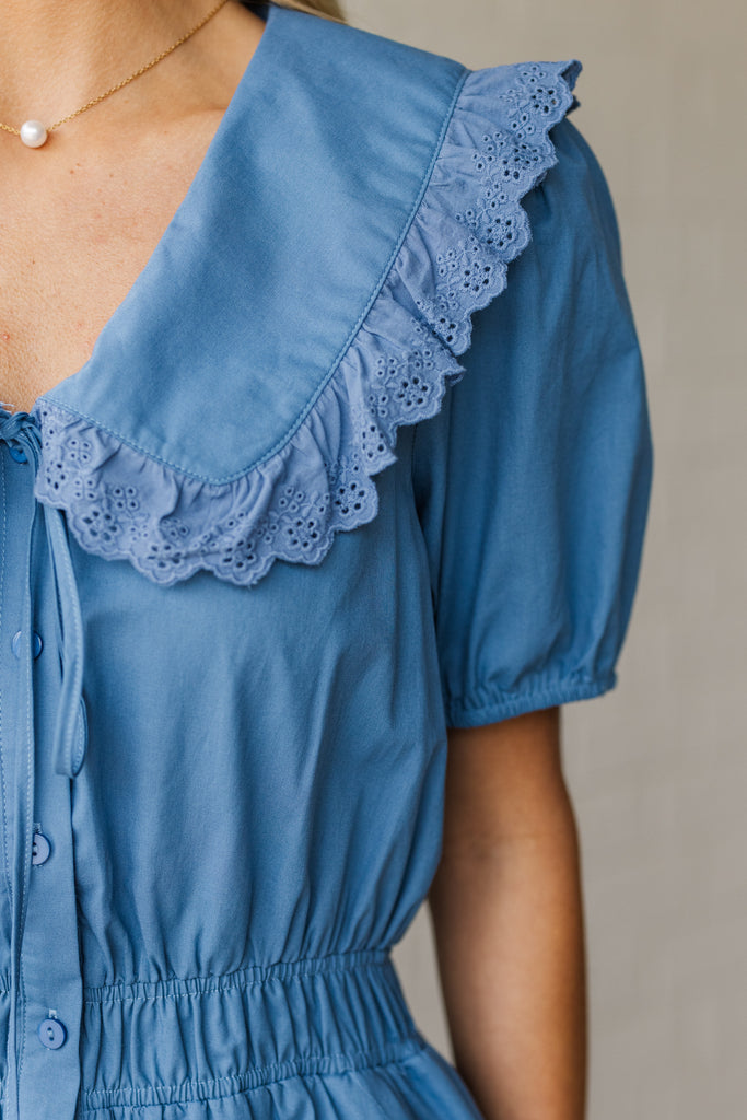 Good To See You Blue Collared Romper – Shop the Mint