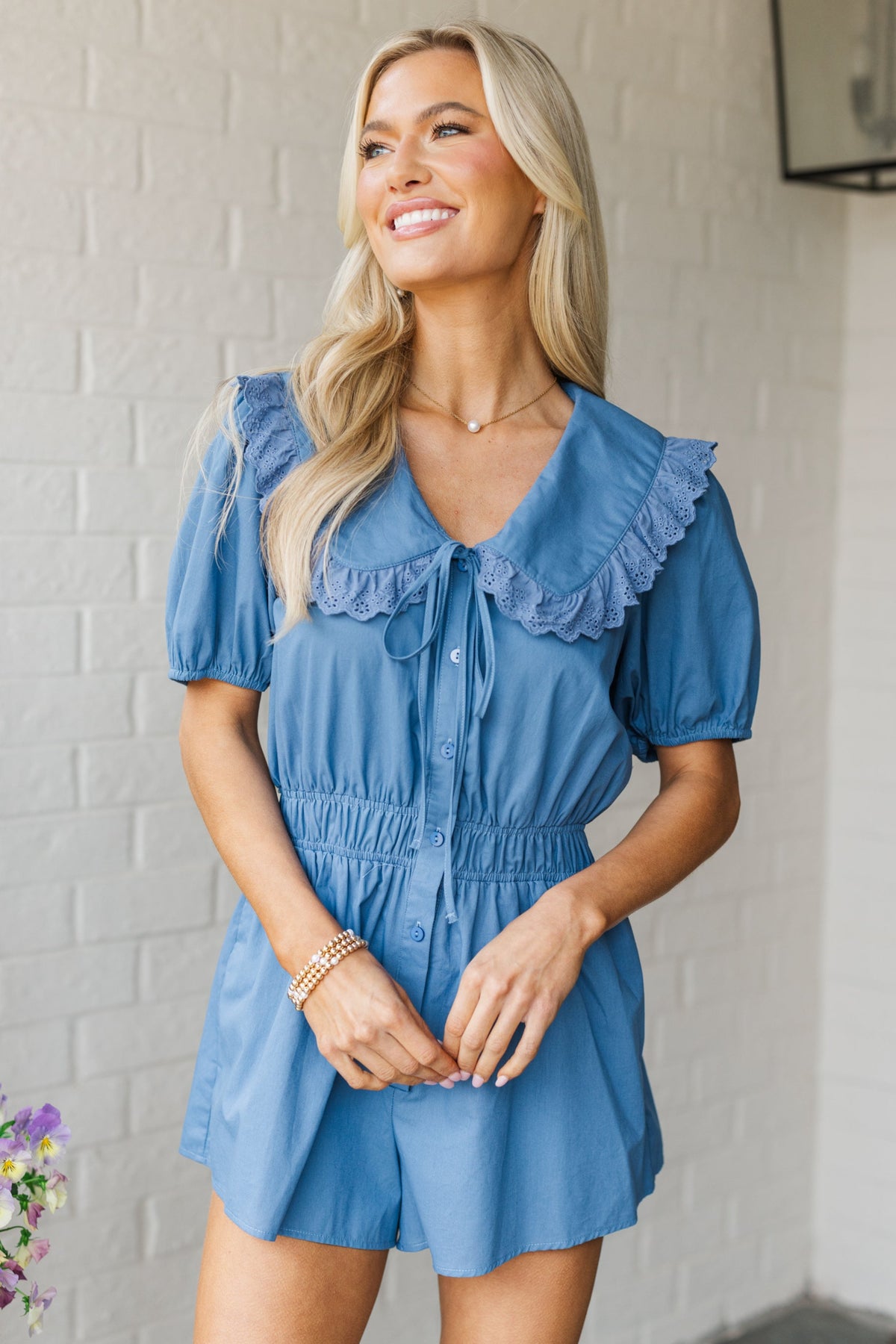 Good To See You Blue Collared Romper – Shop the Mint