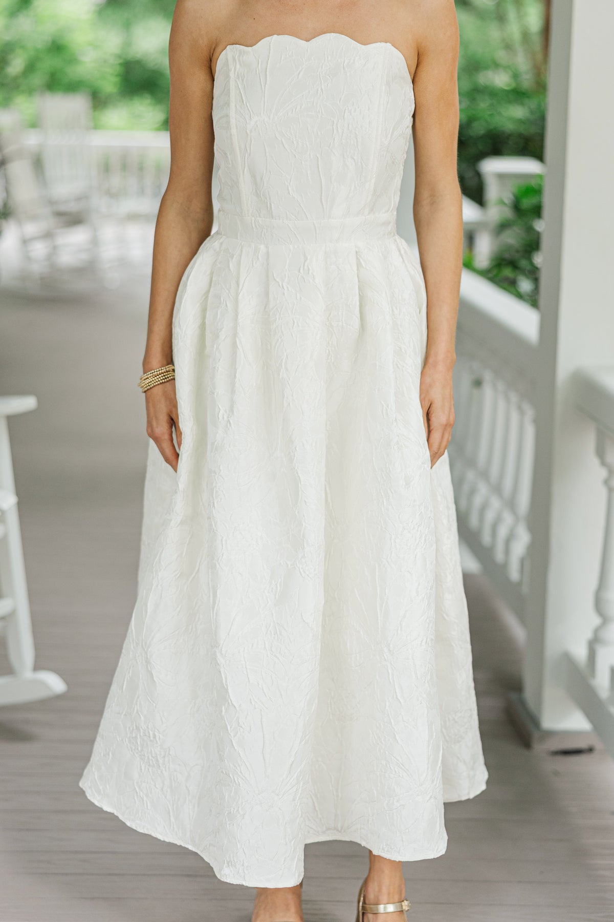 It Was All A Dream White Floral Brocade Strapless Midi Dress – Shop the ...