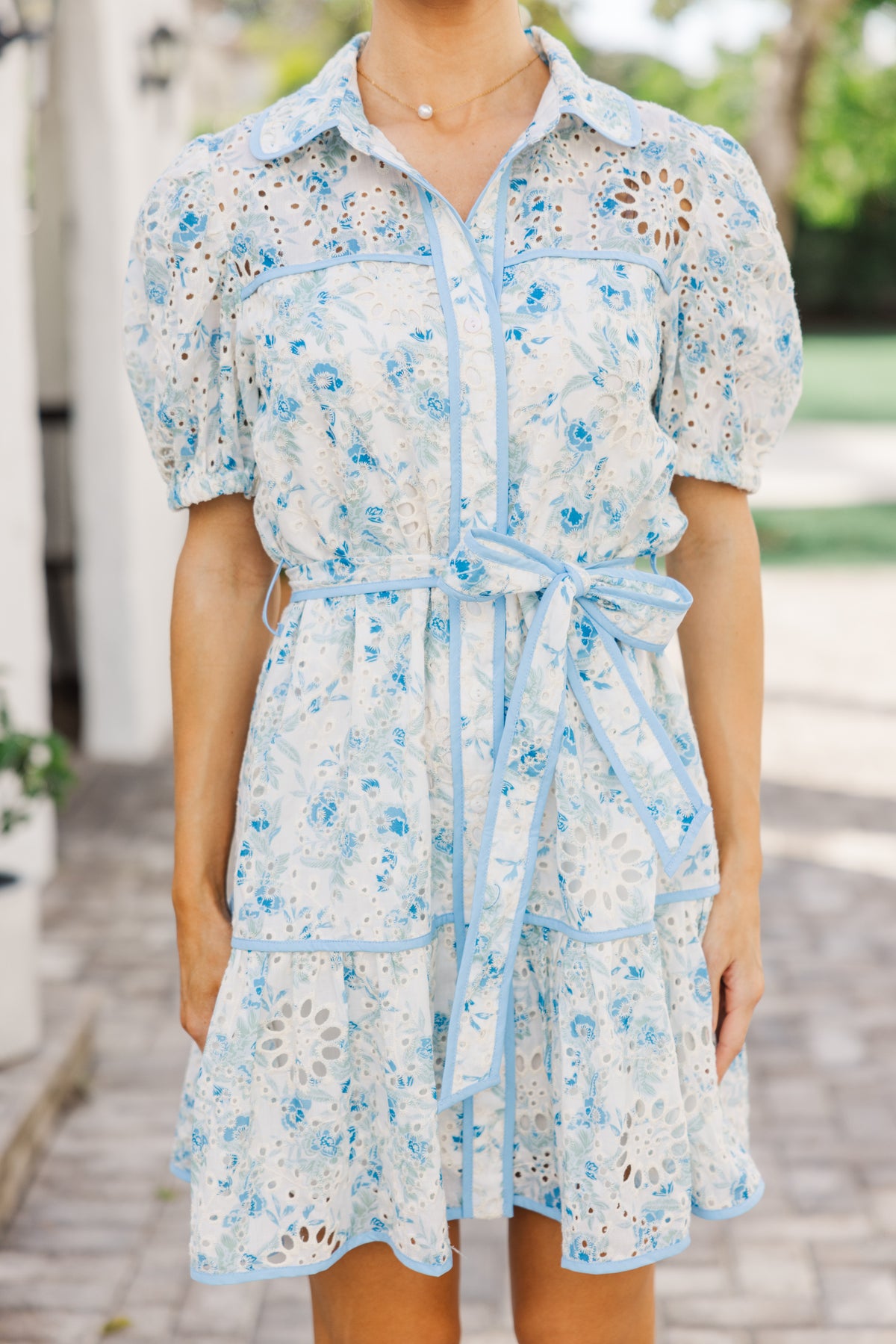 The Femininity Blue Floral Eyelet Dress – Shop the Mint